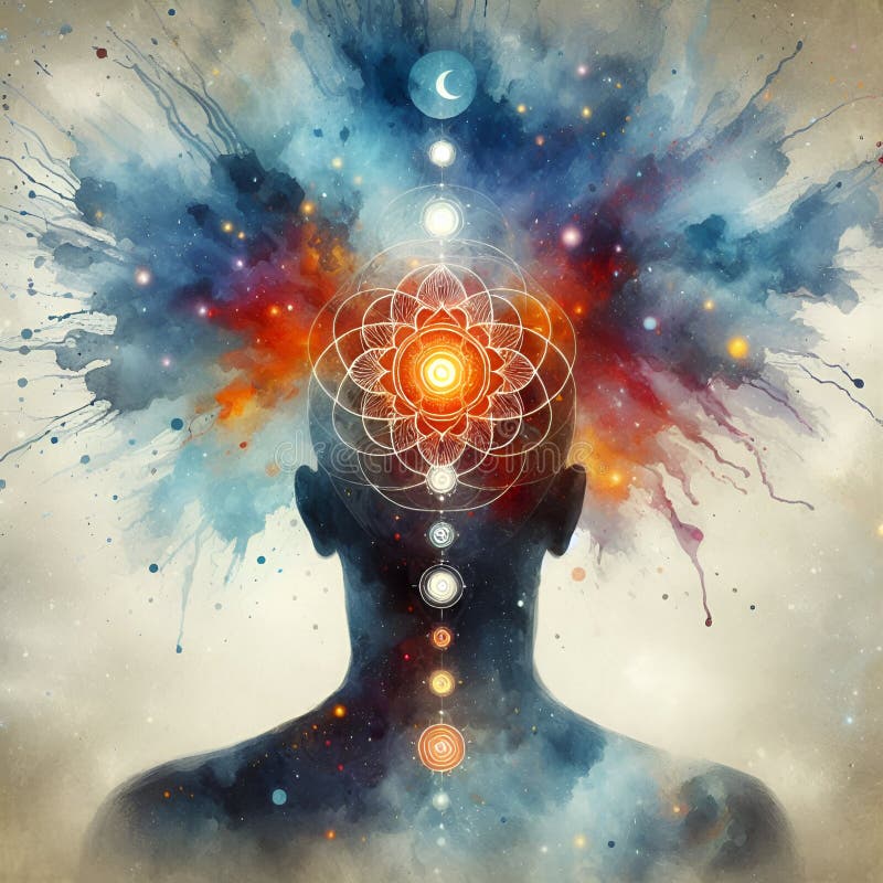 Watercolor Reflections: Human Thoughts on the World Stock Illustration ...