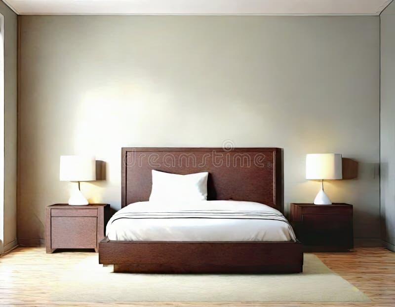 Watercolor of a Render of a Horizontal Frame Amidst Modern Bedroom ...