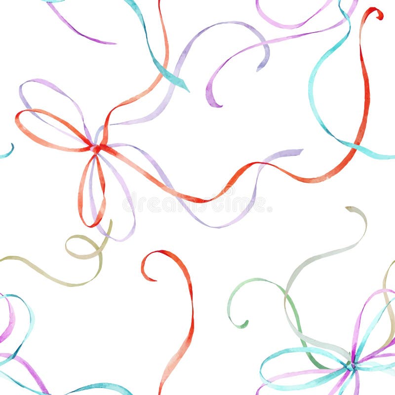 Watercolor Ribbon Bow Pattern Stock Vector - Illustration of ribbon ...