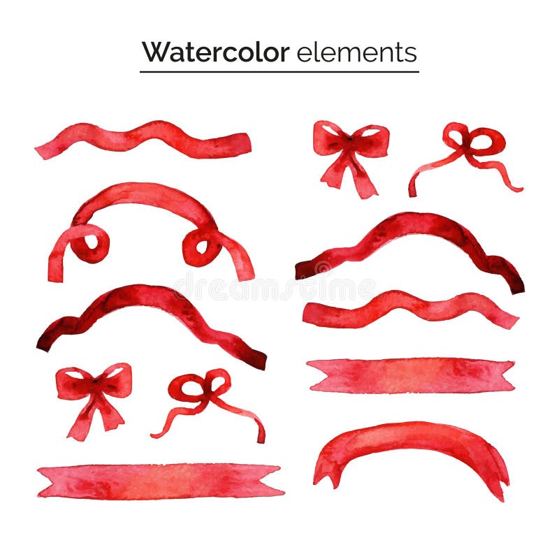 Watercolor Ribbons Set. Hand Drawn Stripes or Banners for Text ...