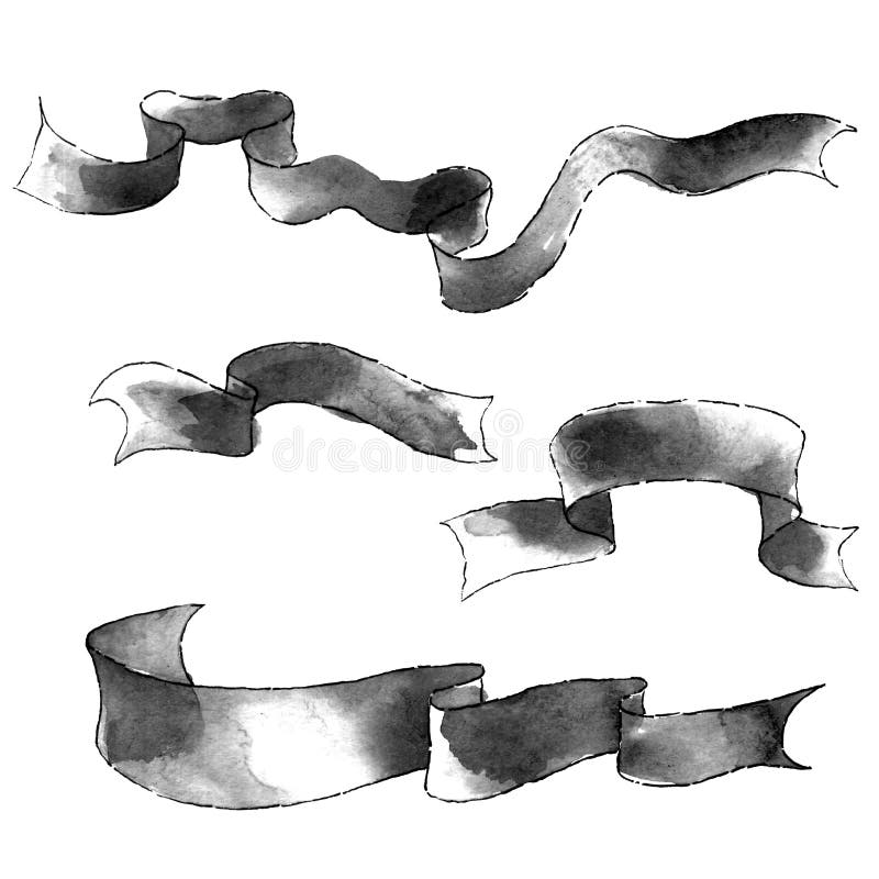 Watercolor ribbons. stock illustration. Illustration of shape - 58113884