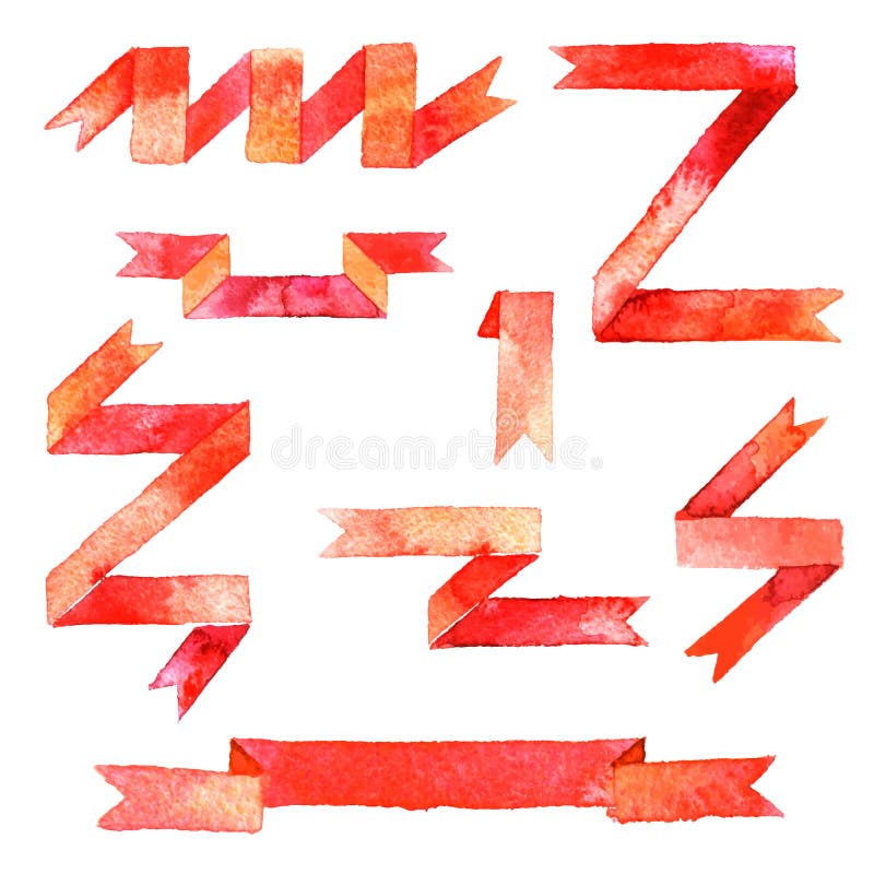 Watercolor ribbons stock vector. Illustration of collection - 41770884