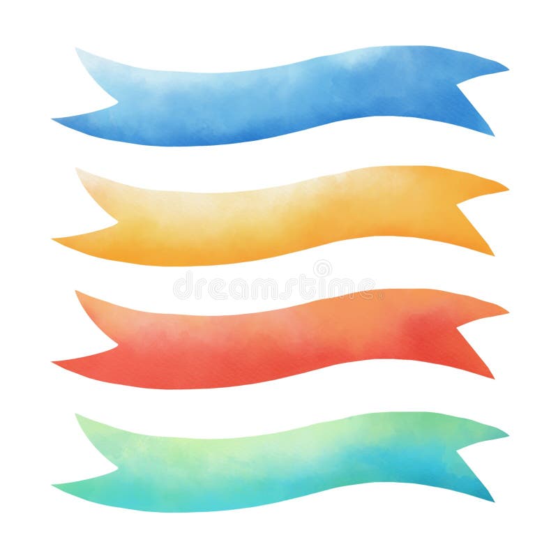 Watercolor ribbons set. stock illustration. Illustration of colorful ...