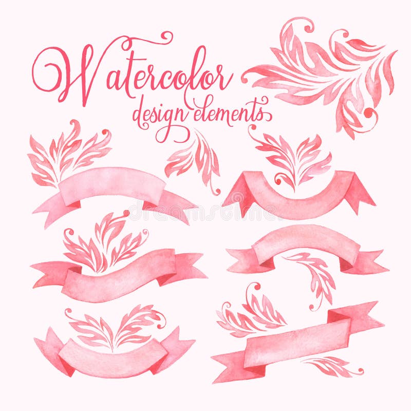 Watercolor Ribbons Set. Vector Illustration Stock Vector - Illustration ...