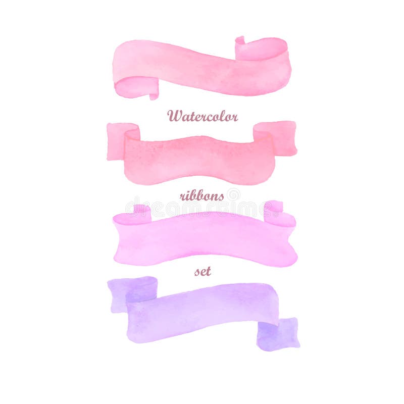 Watercolor ribbons set stock vector. Illustration of template - 55602868
