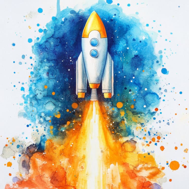 Watercolor Rocket Launch Stock Illustrations – 362 Watercolor Rocket ...