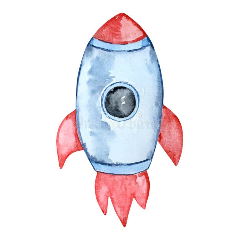 Watercolor Rocket, Spaceship, Space Stock Image - Image of spacecraft ...
