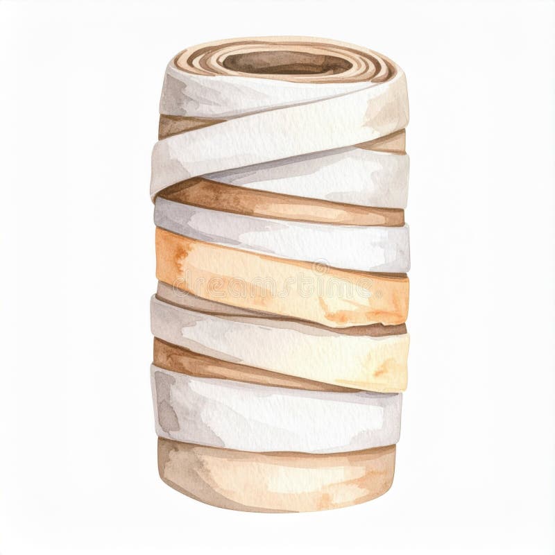 Watercolor Roll of Beige and White Tapes Stock Illustration ...