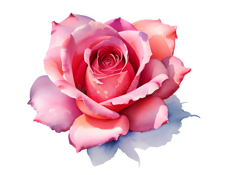 Watercolor Rose Flowers on White Background, Ai Generated Stock ...