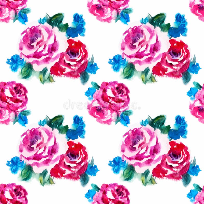 Watercolor rose pattern stock vector. Illustration of random - 59917931