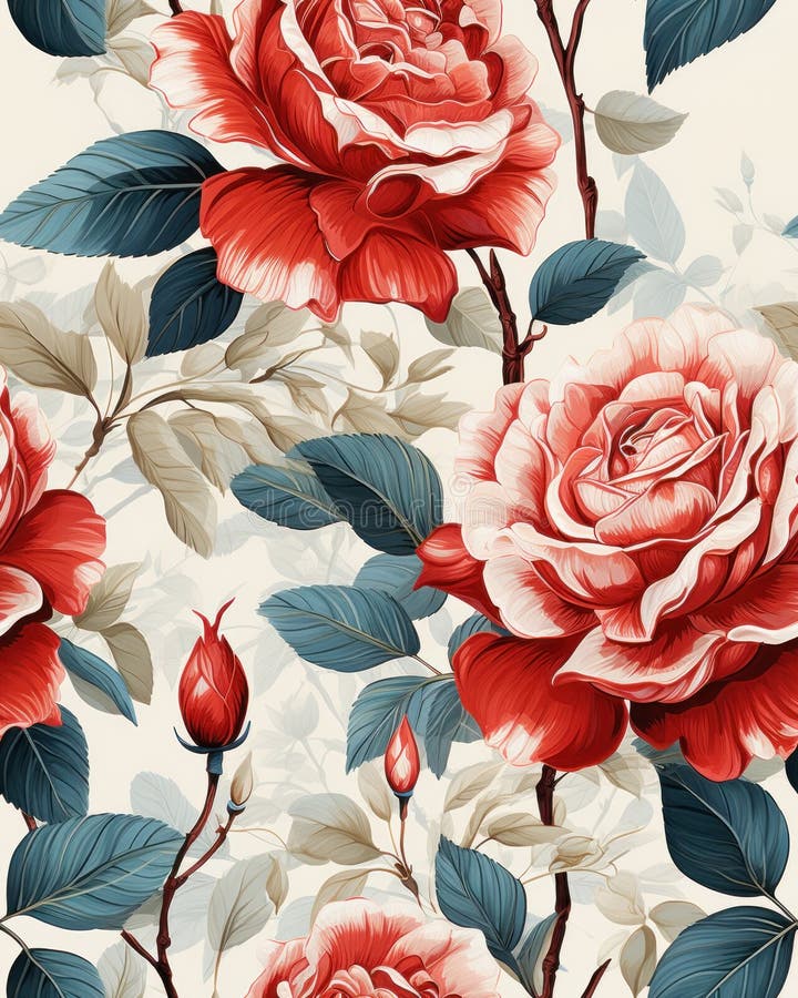 Watercolor Rose Tile Pattern AI Generated Stock Illustration ...