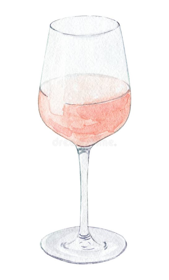 Watercolor Rose Wine Glass Isolated On White Background Stock Illustration Illustration Of