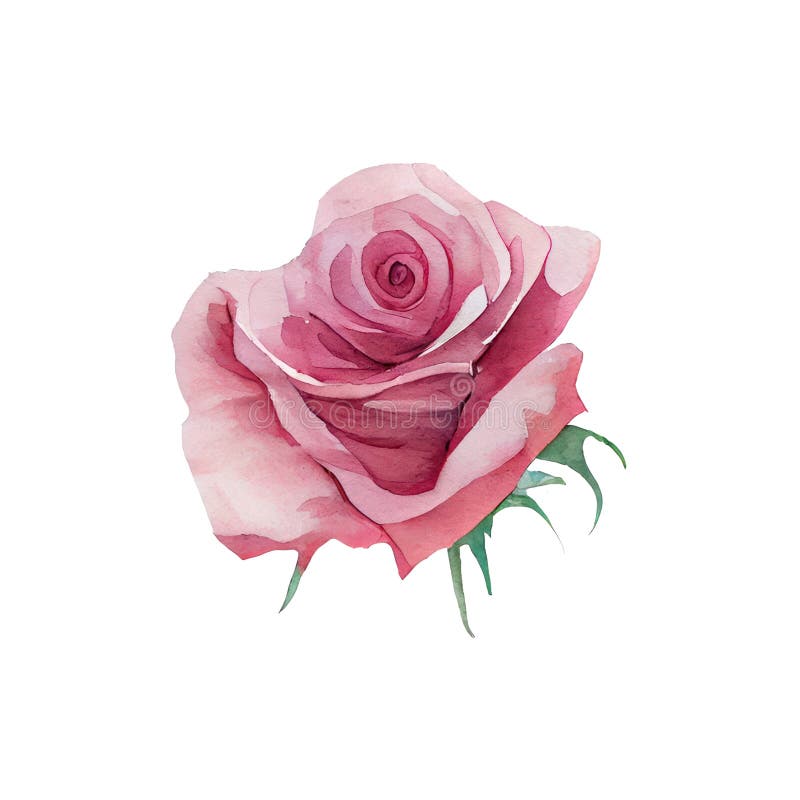 Watercolor Roses and Leaves Design Stock Illustration - Illustration of ...