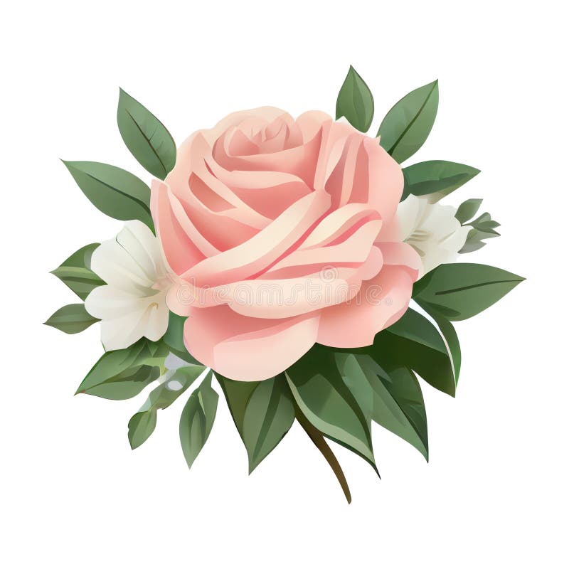 Watercolor Roses and Leaves Design Stock Illustration - Illustration of ...