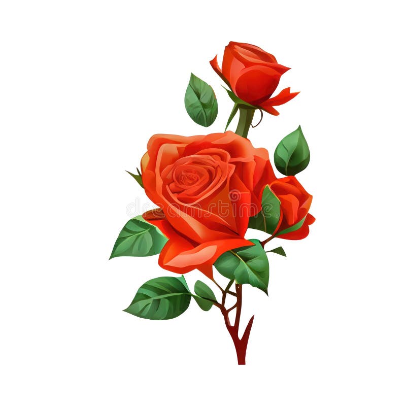 Watercolor Roses and Leaves Design Stock Illustration - Illustration of ...