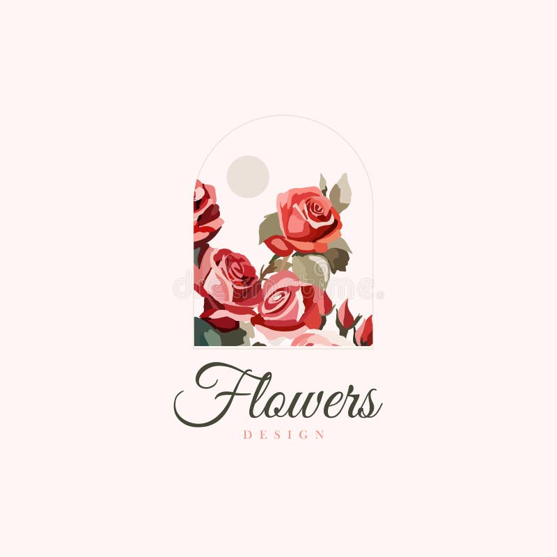 Logo with Delicate and Gently Pink Roses Stock Vector - Illustration of ...