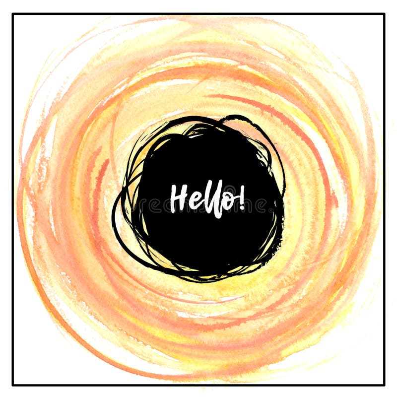 Watercolor Round Abstrackt Background with Word Hello Stock ...