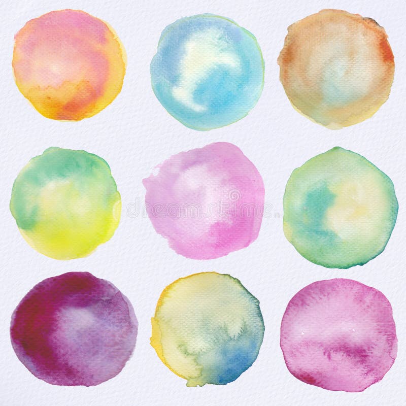 Watercolor Round Labels Collection. Watercolor Circles for Design Stock ...