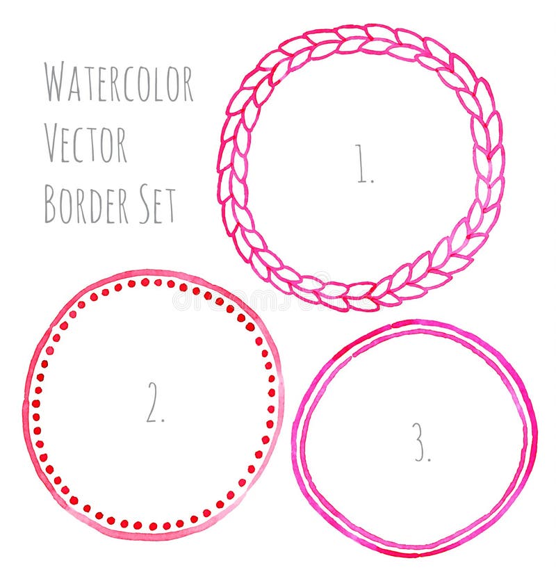Watercolor Round Pink Frame Stock Vector - Illustration of texture ...