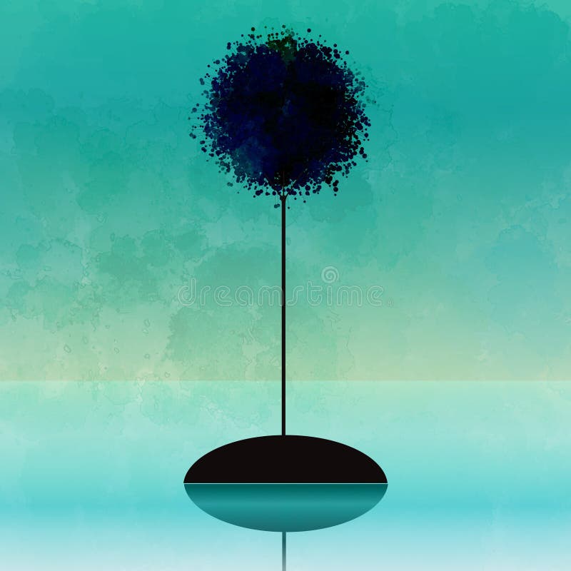 Watercolor Round Tree Vector Illustration Stock Vector - Illustration ...