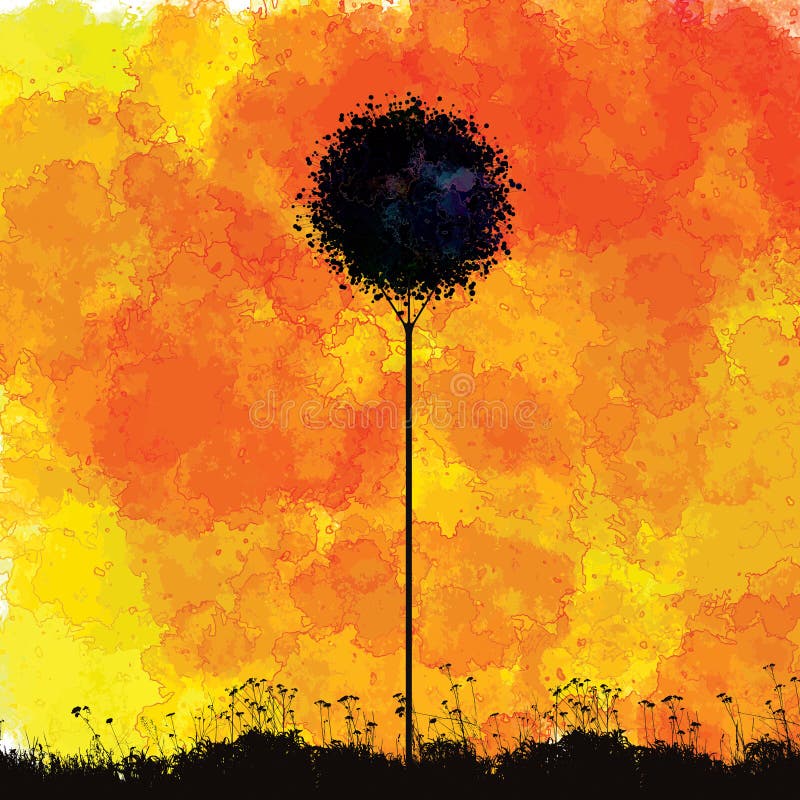 Watercolor Round Tree Vector Illustration Stock Vector - Illustration ...