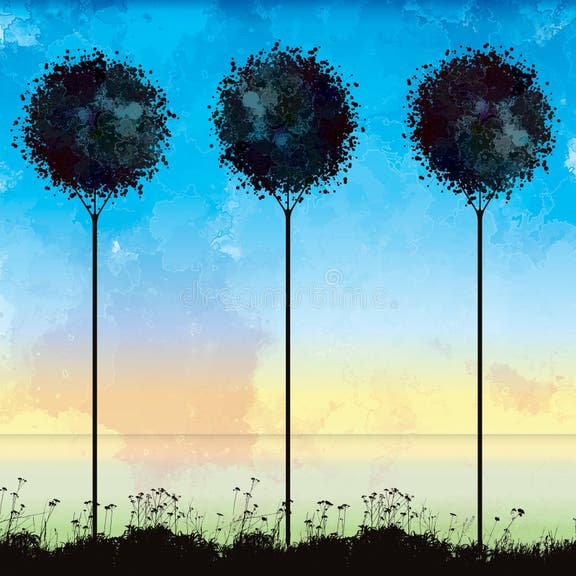 Watercolor Round Tree Vector Illustration Stock Vector - Illustration ...