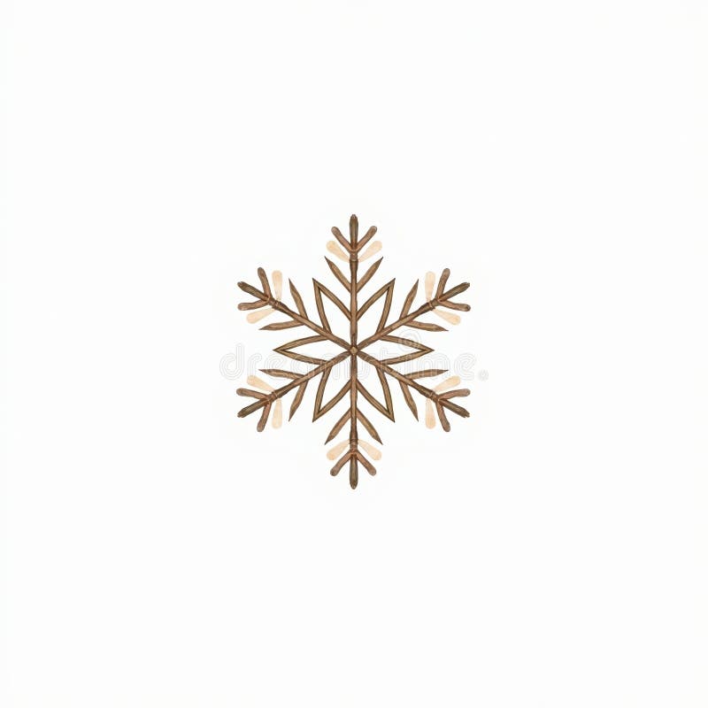 Watercolor Rustic Brown Snowflake Design Stock Illustration ...