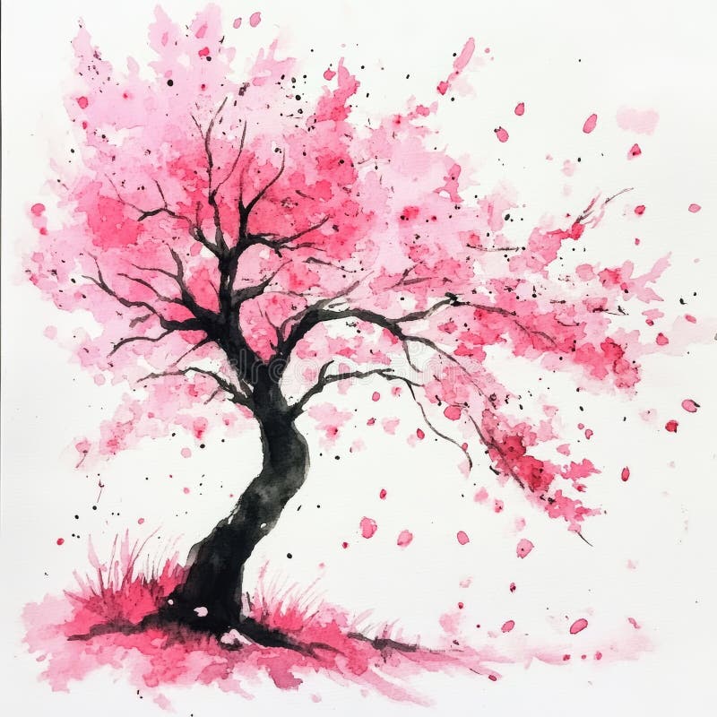 Watercolor Sakura Flowers for Spring Decorations Generative AI Stock ...