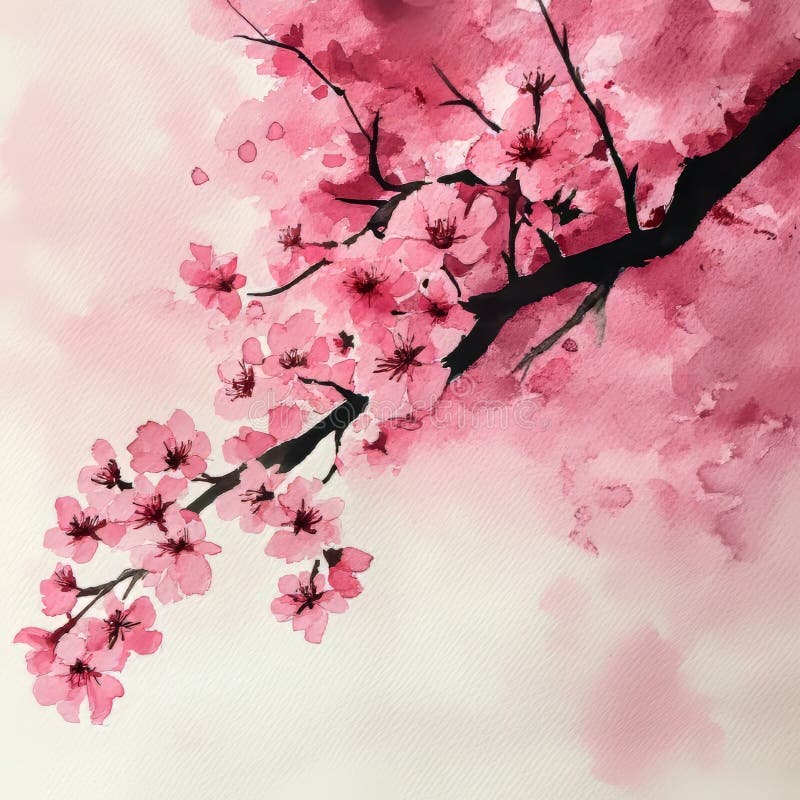 Watercolor Sakura Flowers for Spring Decorations Generative AI Stock ...