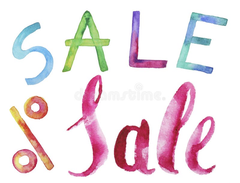 Watercolor Sale Calligraphy Script Stock Illustration - Illustration of ...
