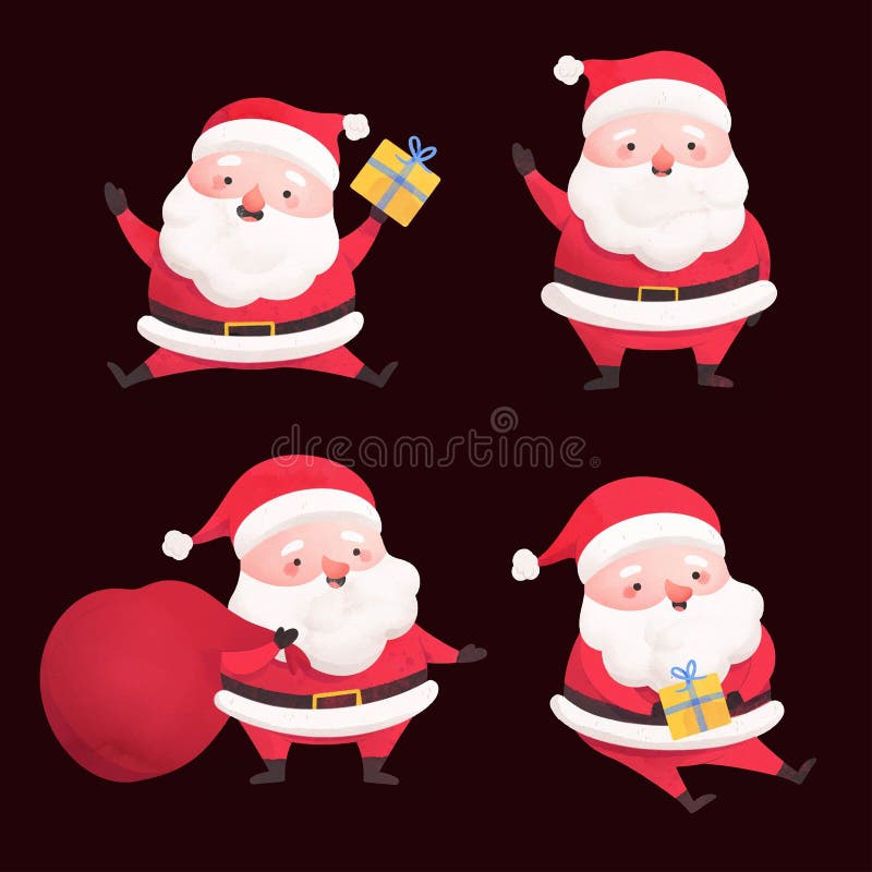 Watercolor Santa Claus Character Collection Vector Design Illustration ...