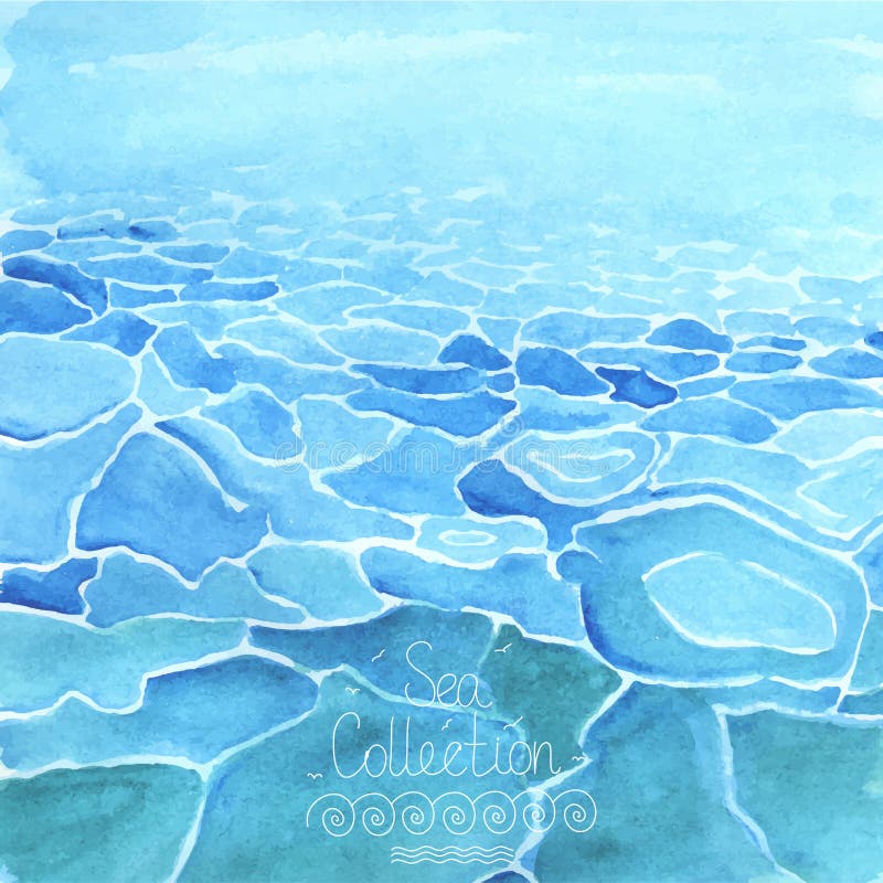 Watercolor sea background stock vector. Illustration of heaven - 56935527
