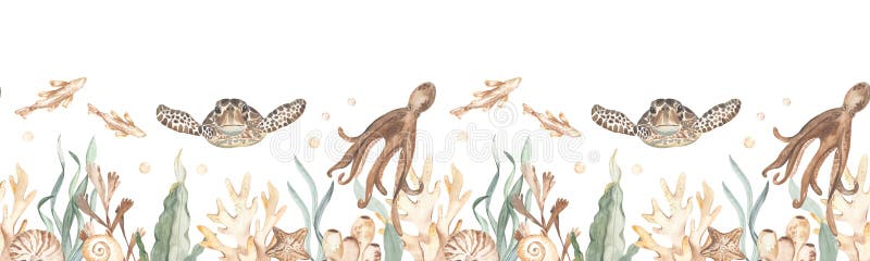 Turtle Seamless Border Stock Illustrations – 210 Turtle Seamless Border ...