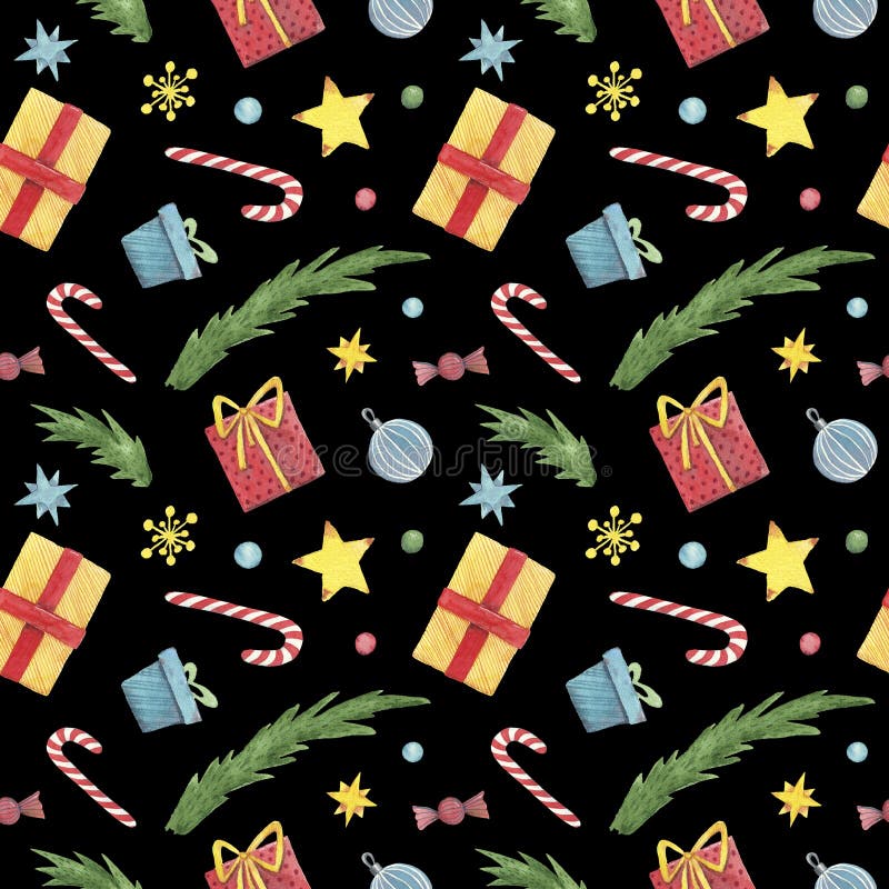 Watercolor Seamless Christmas Pattern. Gift Pattern, Seamless Texture ...