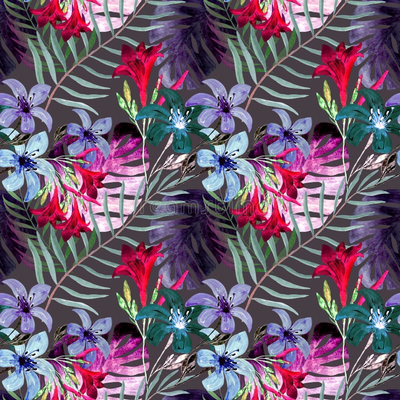 Bright Colorful Tropical Seamless Background Stock Illustrations ...