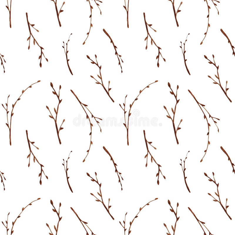 Watercolor Seamless Pattern with Birch Branches Stock Illustration ...