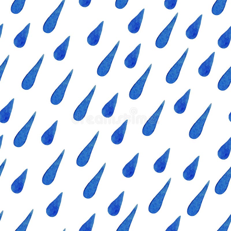 Watercolor Seamless Pattern of Blue Rain Drops Stock Vector ...