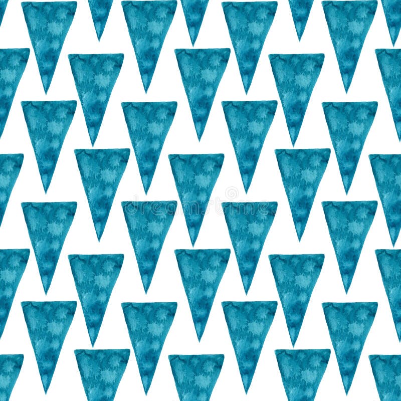 Watercolor Seamless Pattern with Blue Triangle Texture. Modern Textile ...