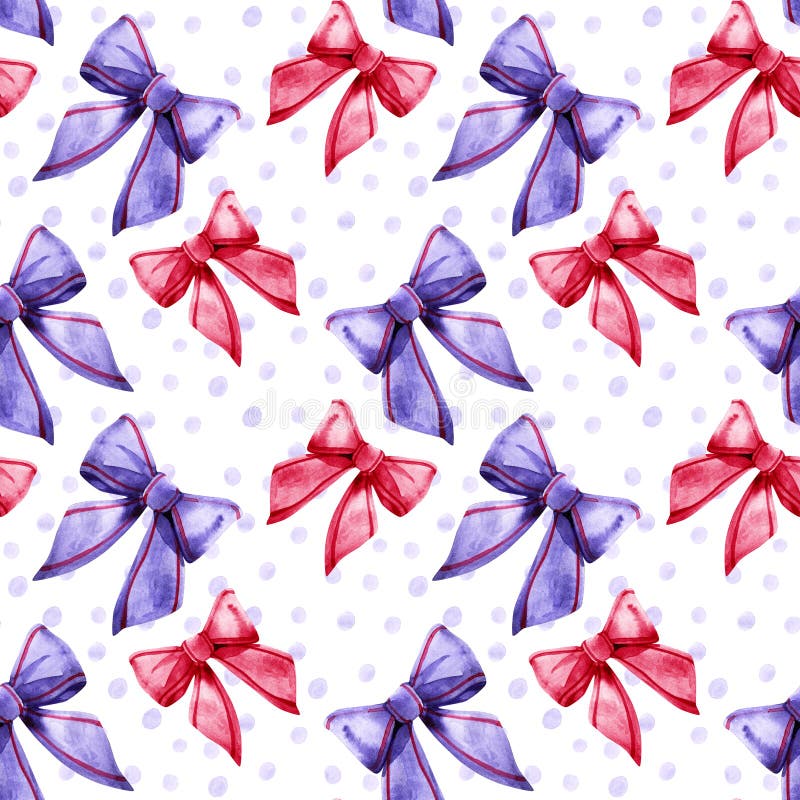 Watercolor Seamless Pattern with Bows. Watercolor Colorful Isolated ...