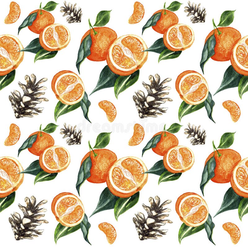 Watercolor Seamless Pattern with Bright Orange Stock Illustration ...