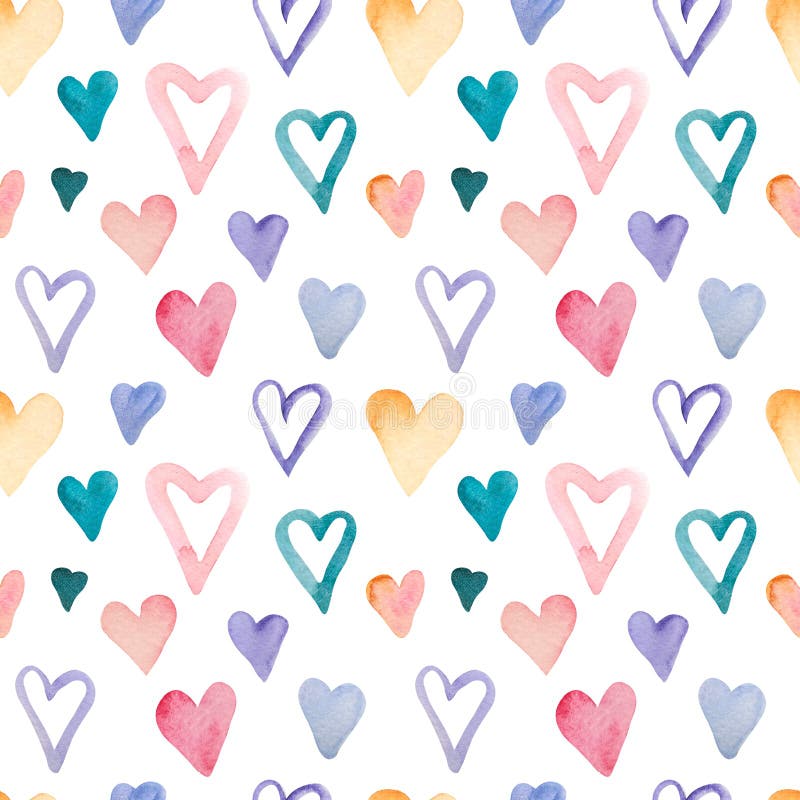 Watercolor Seamless Pattern with Color Hearts Stock Illustration ... Watercolor Seamless Pattern with Color Hearts Stock Illustration ...