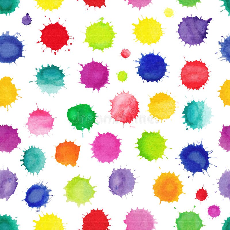 Watercolor Seamless Pattern with Colorful Watercolor Splashes Stock ...