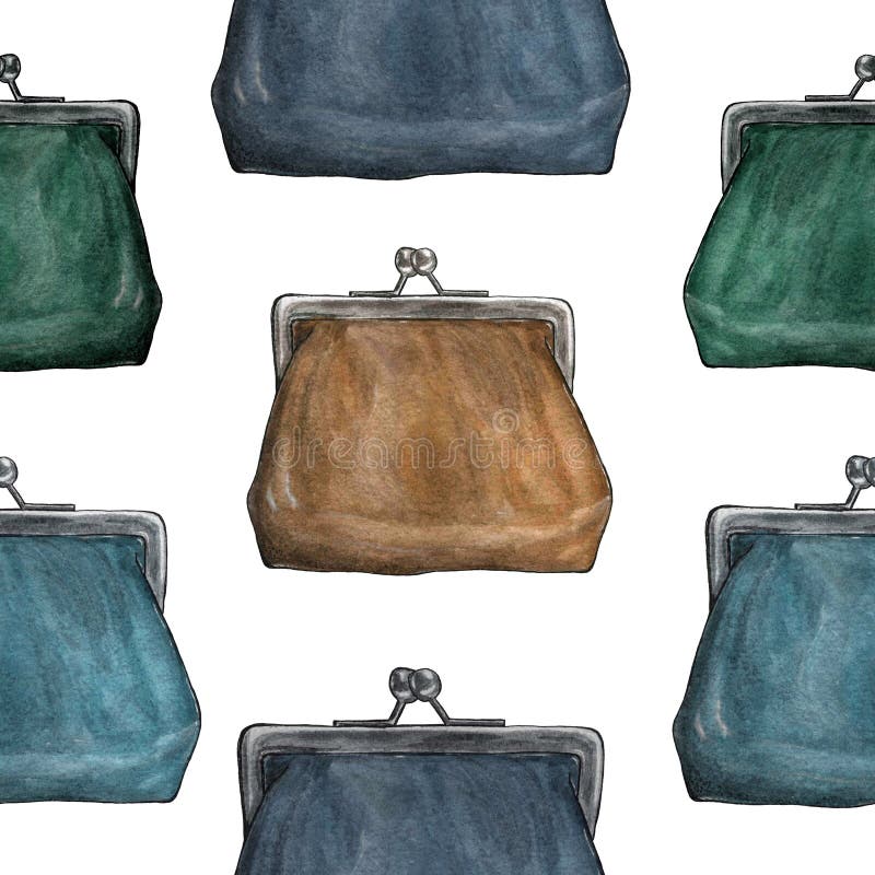 Watercolor Seamless Pattern of Cute Purses for Wallpaper and Decoration ...