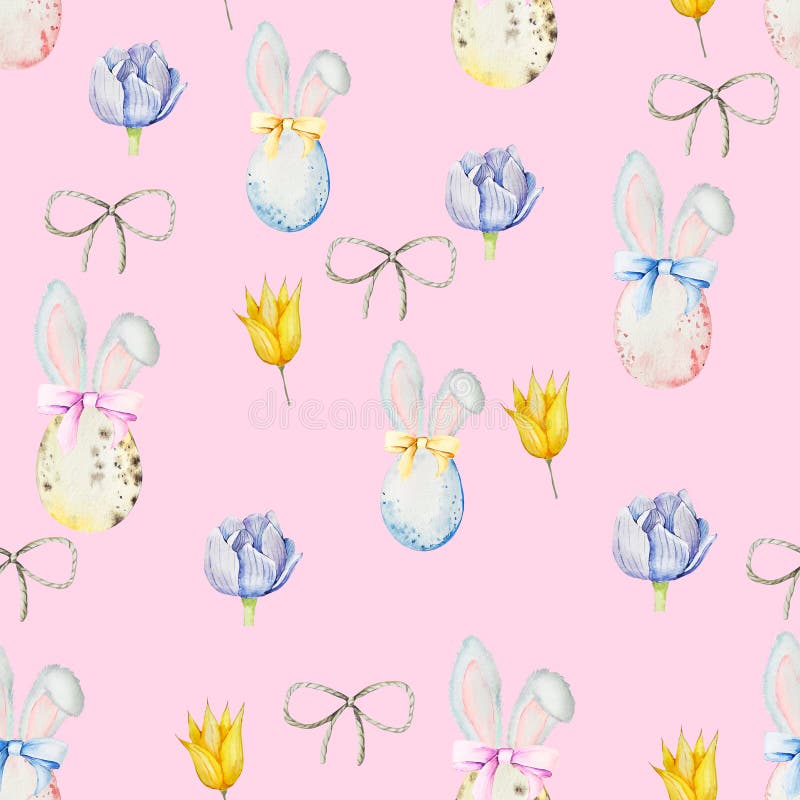 Pink Watercolor Bunny Seamless Pattern Stock Illustrations – 935 Pink ...