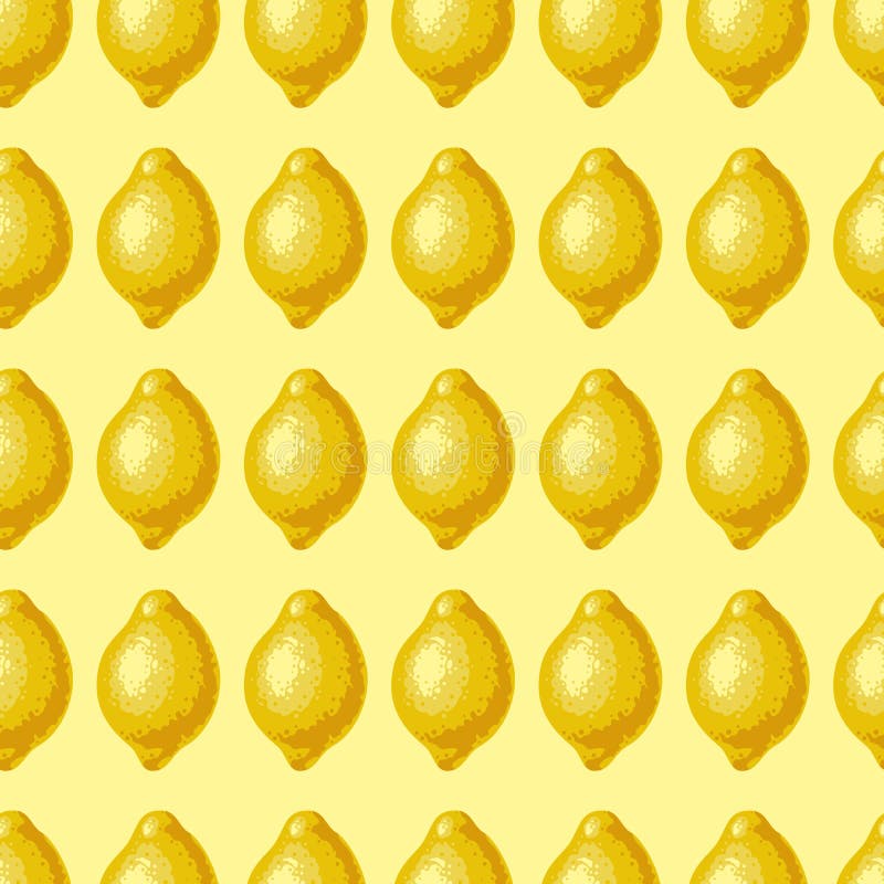 Lemon Pattern on a Yellow Background, Vector Stock Vector ...