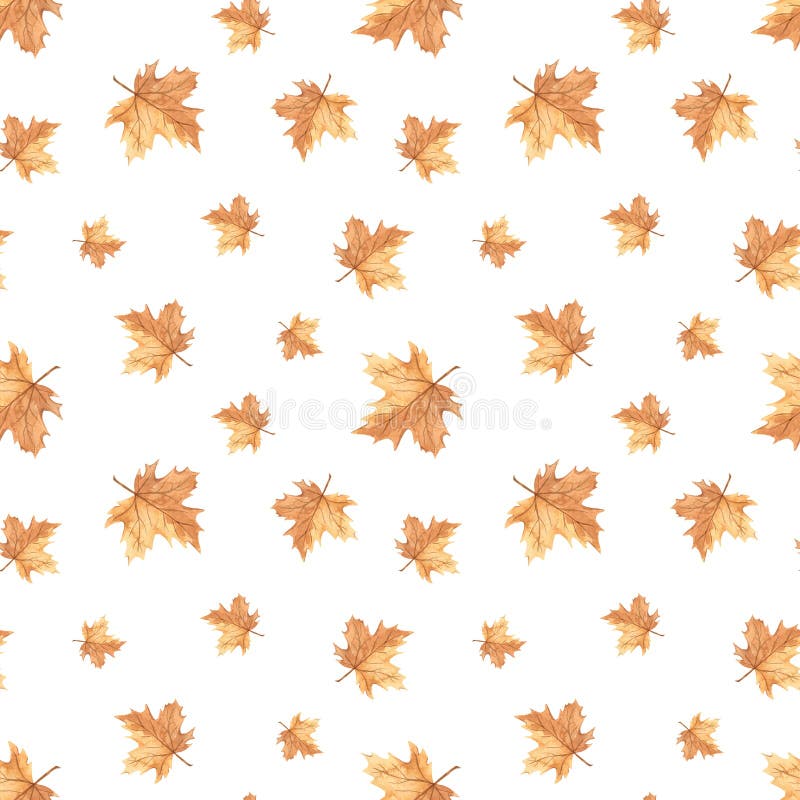 Watercolor Seamless Pattern with Maple Autumn Leaves, Fall Print ...