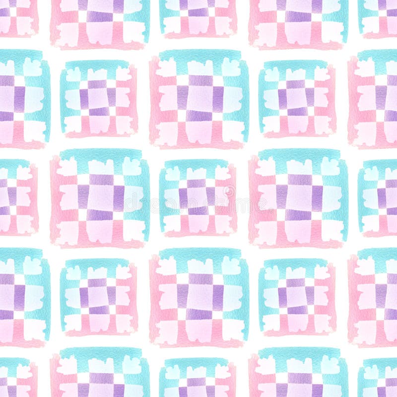 Watercolor Seamless Pattern with Pastel Square Texture. Modern Textile ...
