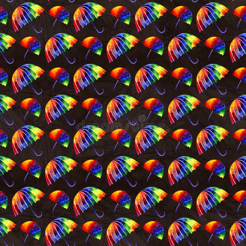 Watercolor Seamless Pattern with Rainbow Umbrellas. Digital Clipart for ... Watercolor Seamless Pattern with Rainbow Umbrellas. Digital Clipart for ...
