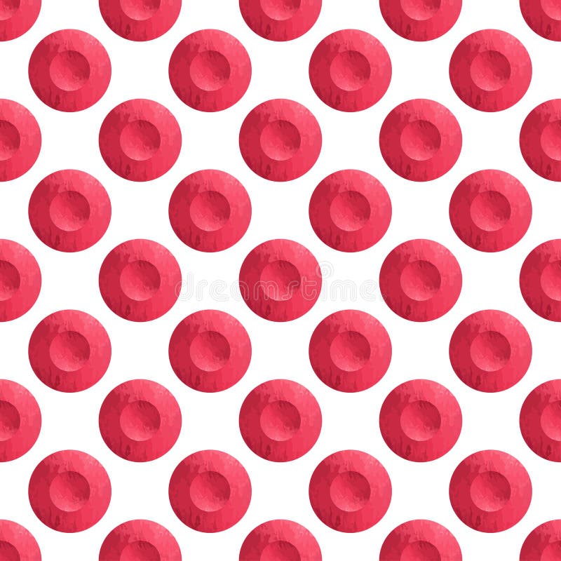Watercolor Seamless Pattern, Red Polka Dot. Vector Retro Texture for ...