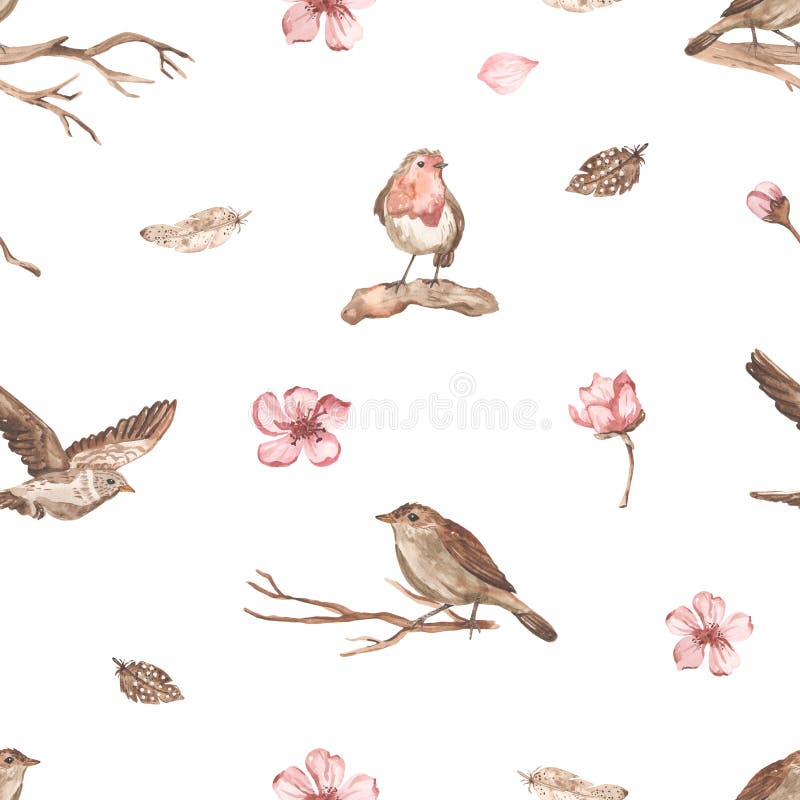 Birds and Flowers stock illustration. Illustration of pico - 303639581